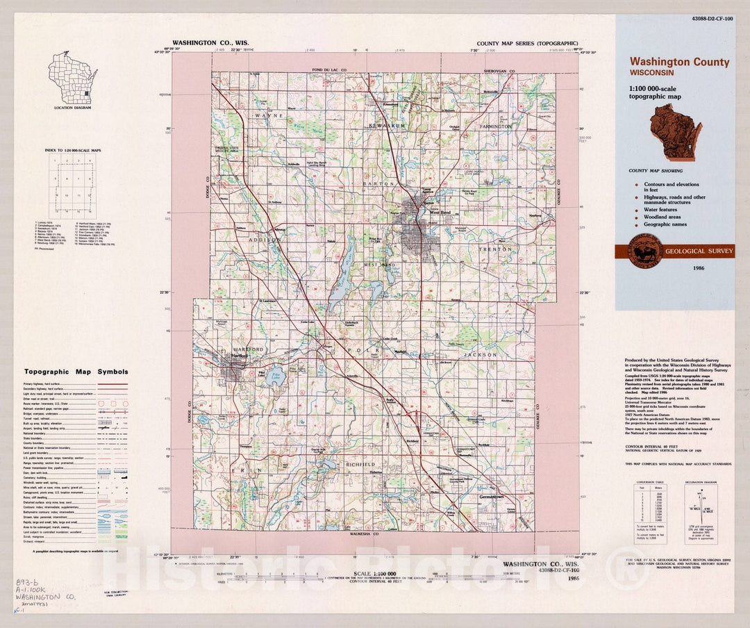 Map : Washburn County, Wisconsin 1986 2, County map series (topographi ...