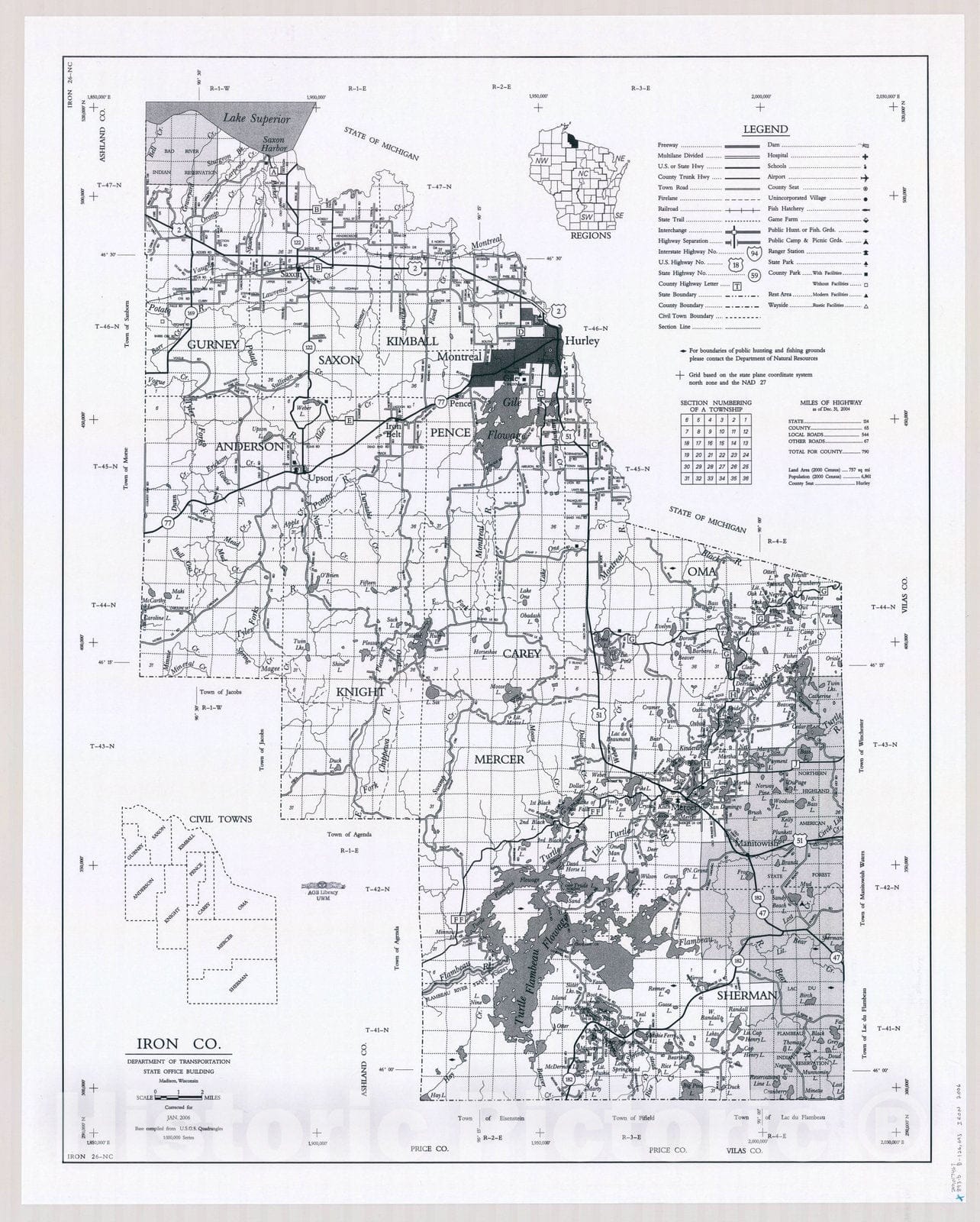 Map : Iron County, Wisconsin 1984 1, [Wisconsin county transportation ...