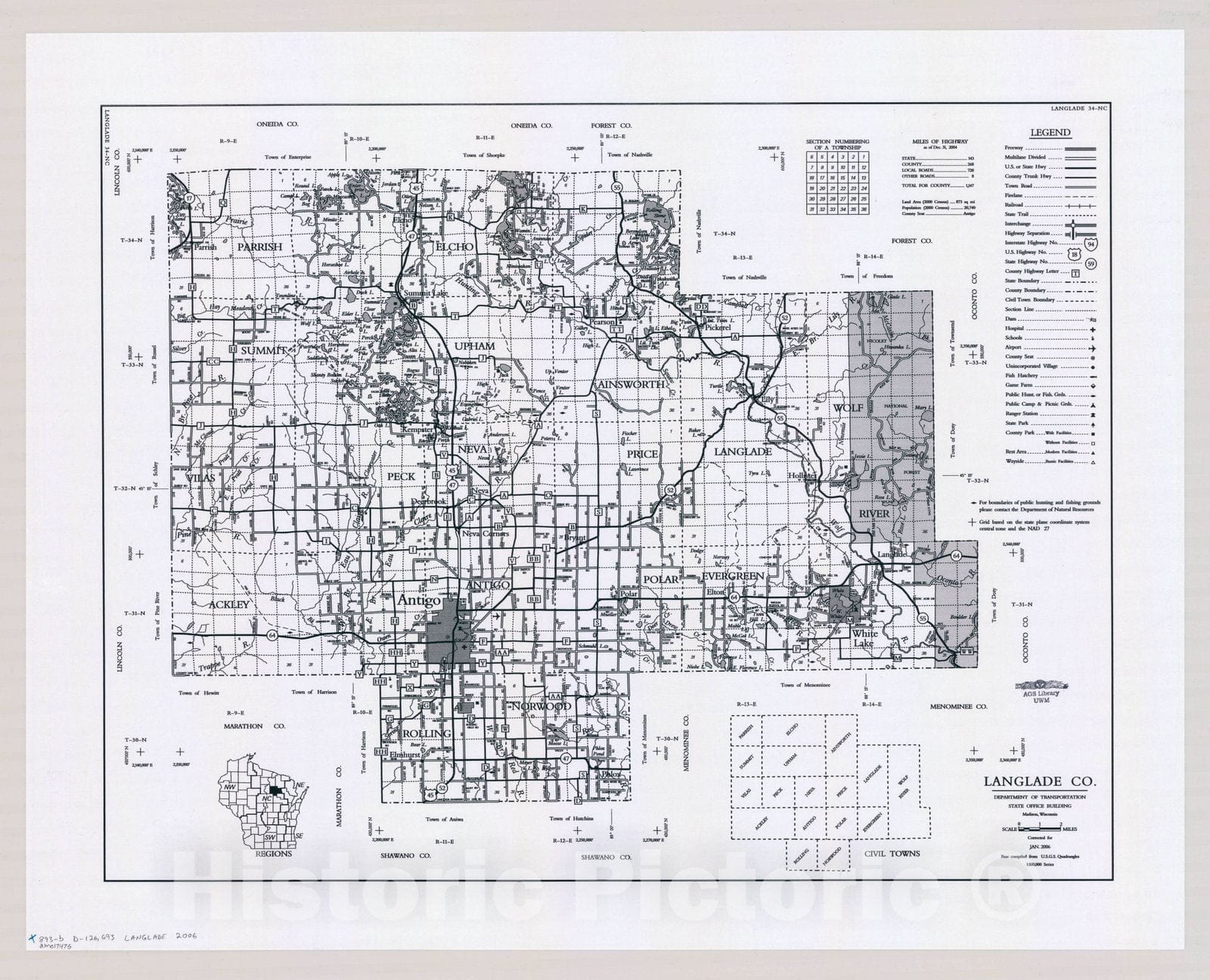 Map : Langlade County, Wisconsin 2006, [Wisconsin county transportatio ...
