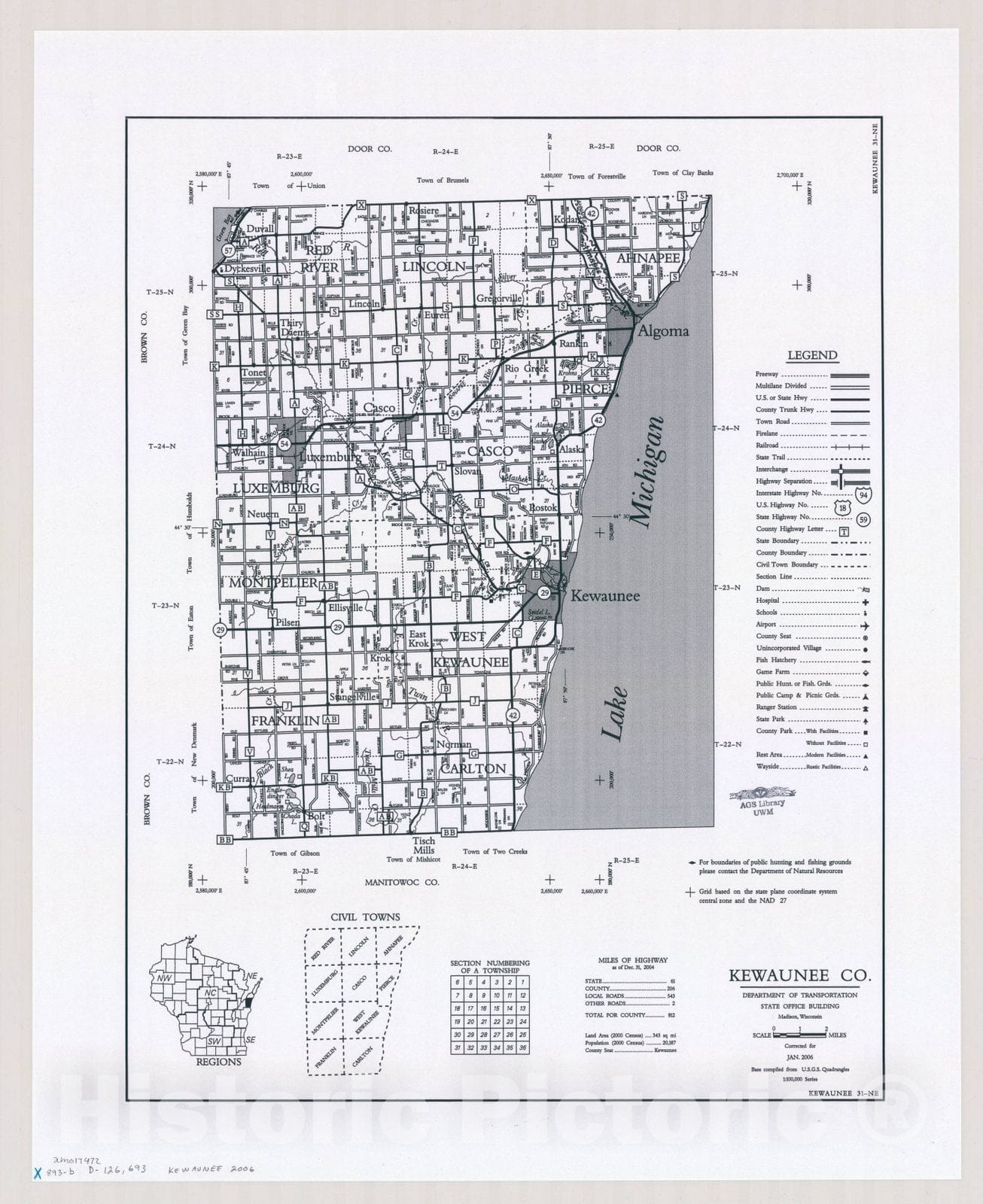 Map : Kewaunee County, Wisconsin 2006, [Wisconsin county transportatio ...