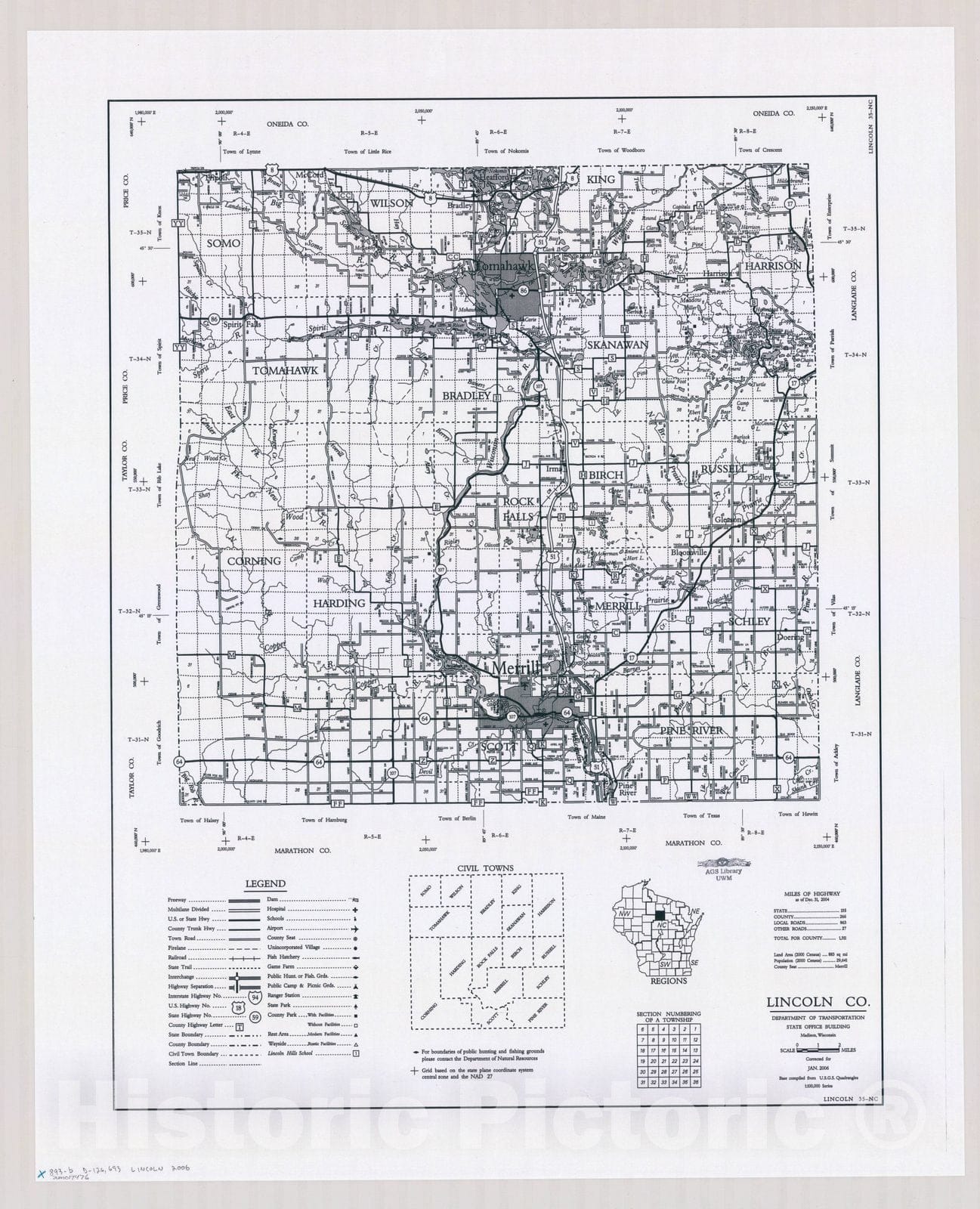 Map : Lincoln County, Wisconsin 2006, [Wisconsin county transportation ...