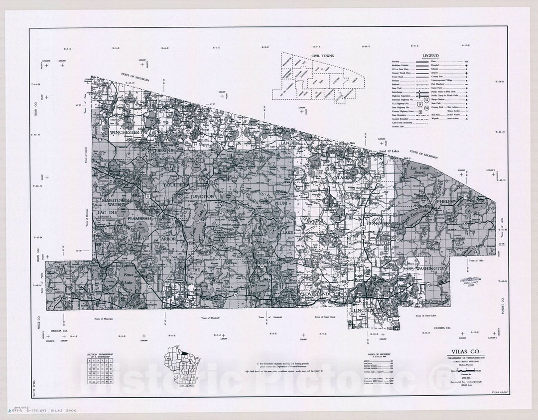 Map : Vilas County, Wisconsin 2006, [Wisconsin county transportation m ...