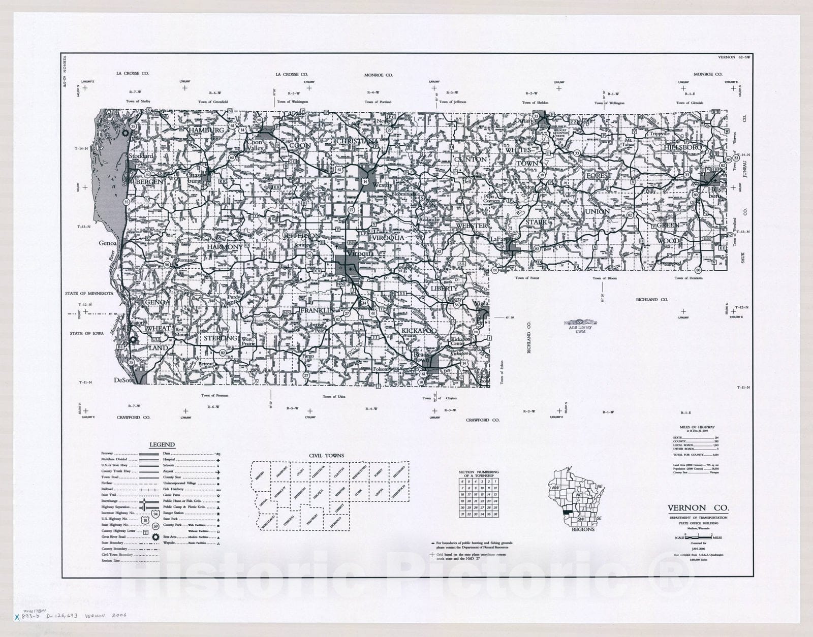 Map : Vernon County, Wisconsin 2006, [Wisconsin county transportation ...