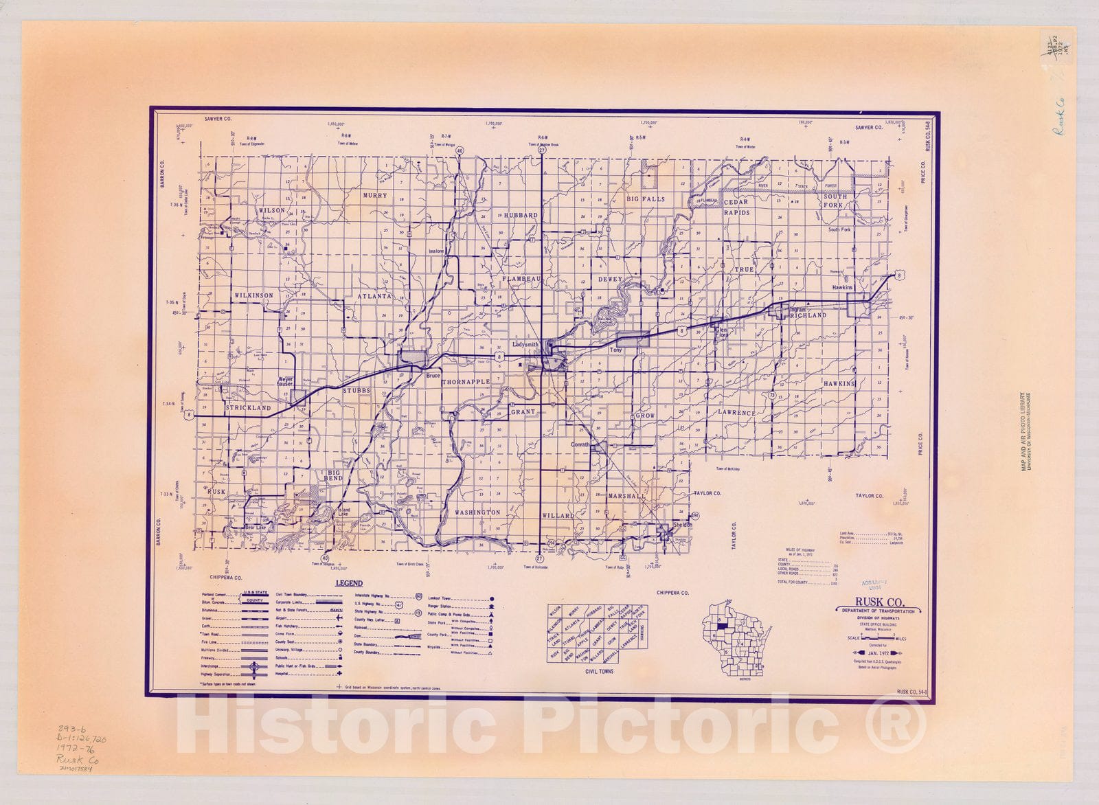 Map : Rusk County, Wisconsin 1972-1976, [Wisconsin county transportati ...