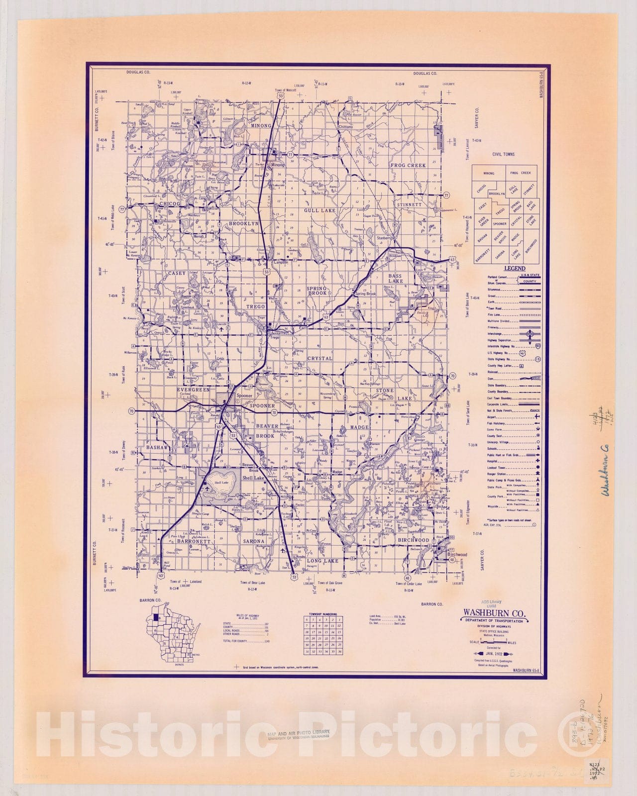 Map : Washburn County, Wisconsin 1972-1976, [Wisconsin county transpor ...