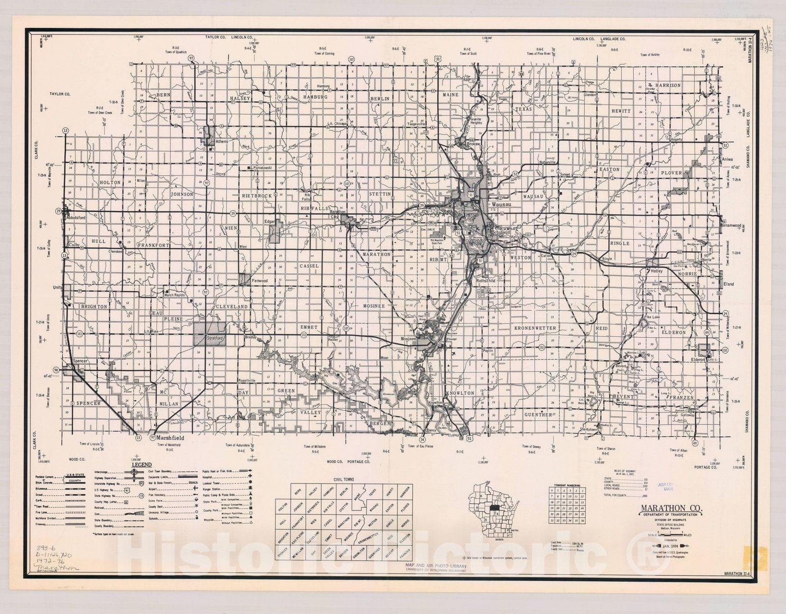 Map : Marathon County, Wisconsin 1972-1976 1, [Wisconsin county transp ...