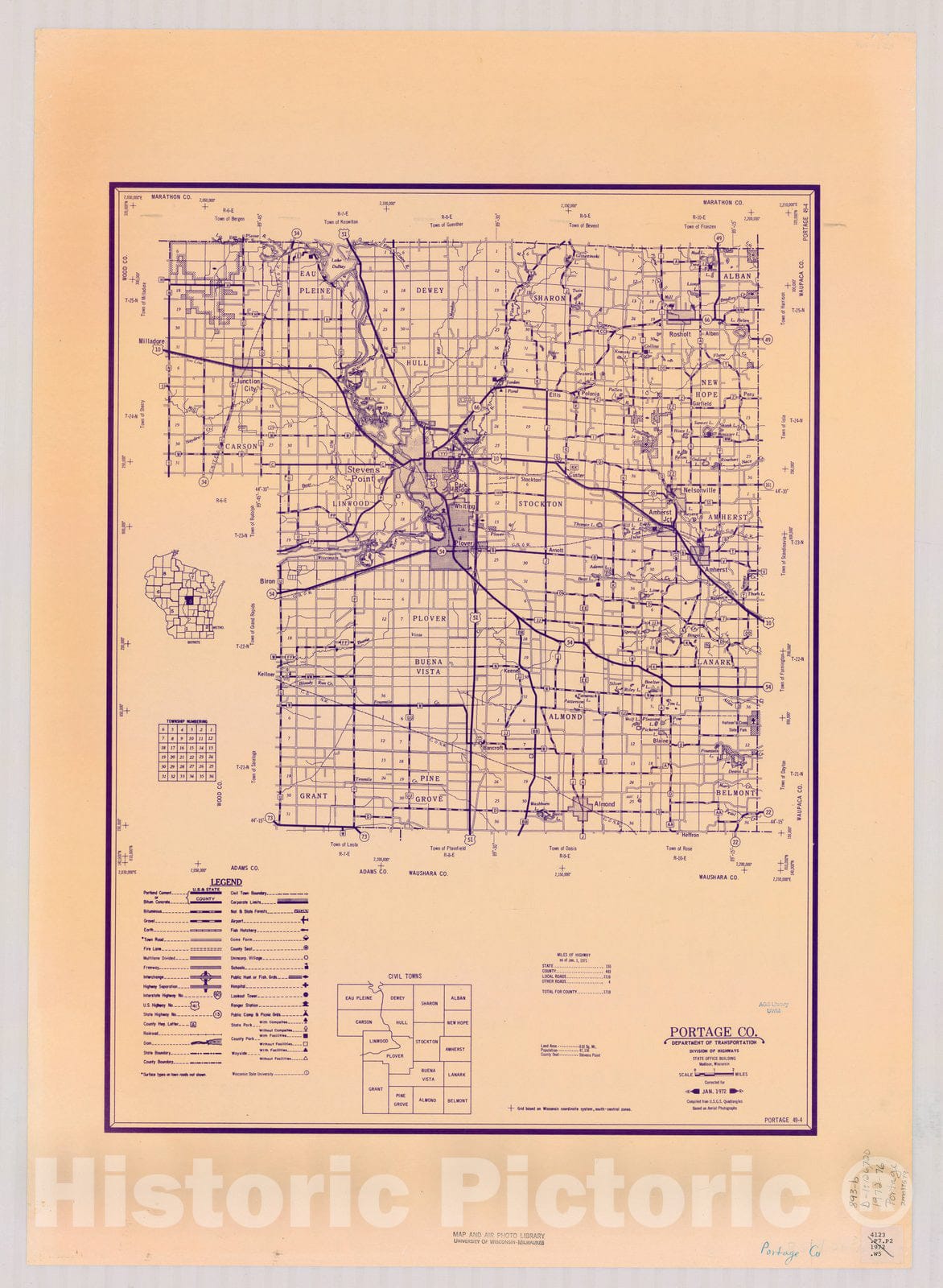Map : Portage County, Wisconsin 1972-1976, [Wisconsin county transport ...