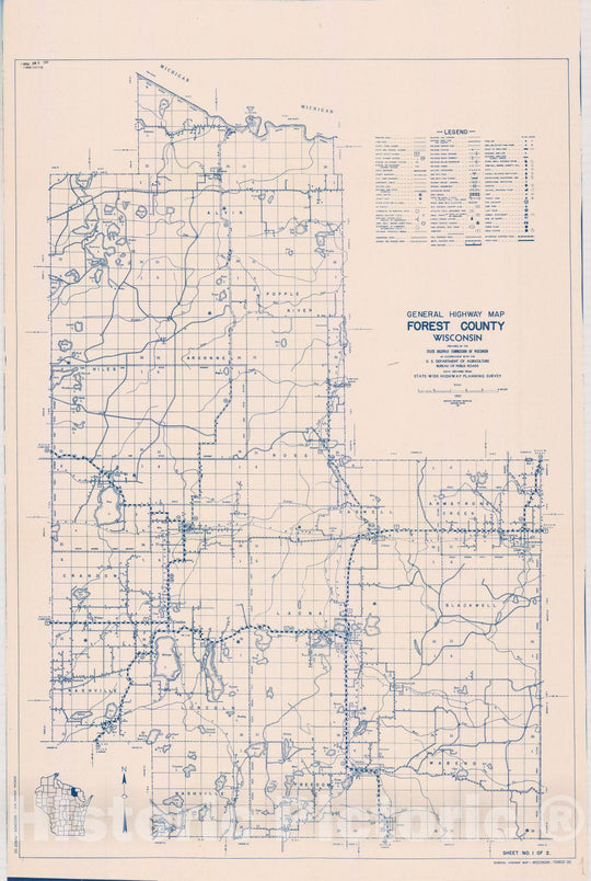 Map : Forest County, Wisconsin 1937 2, General highway map ... County ...
