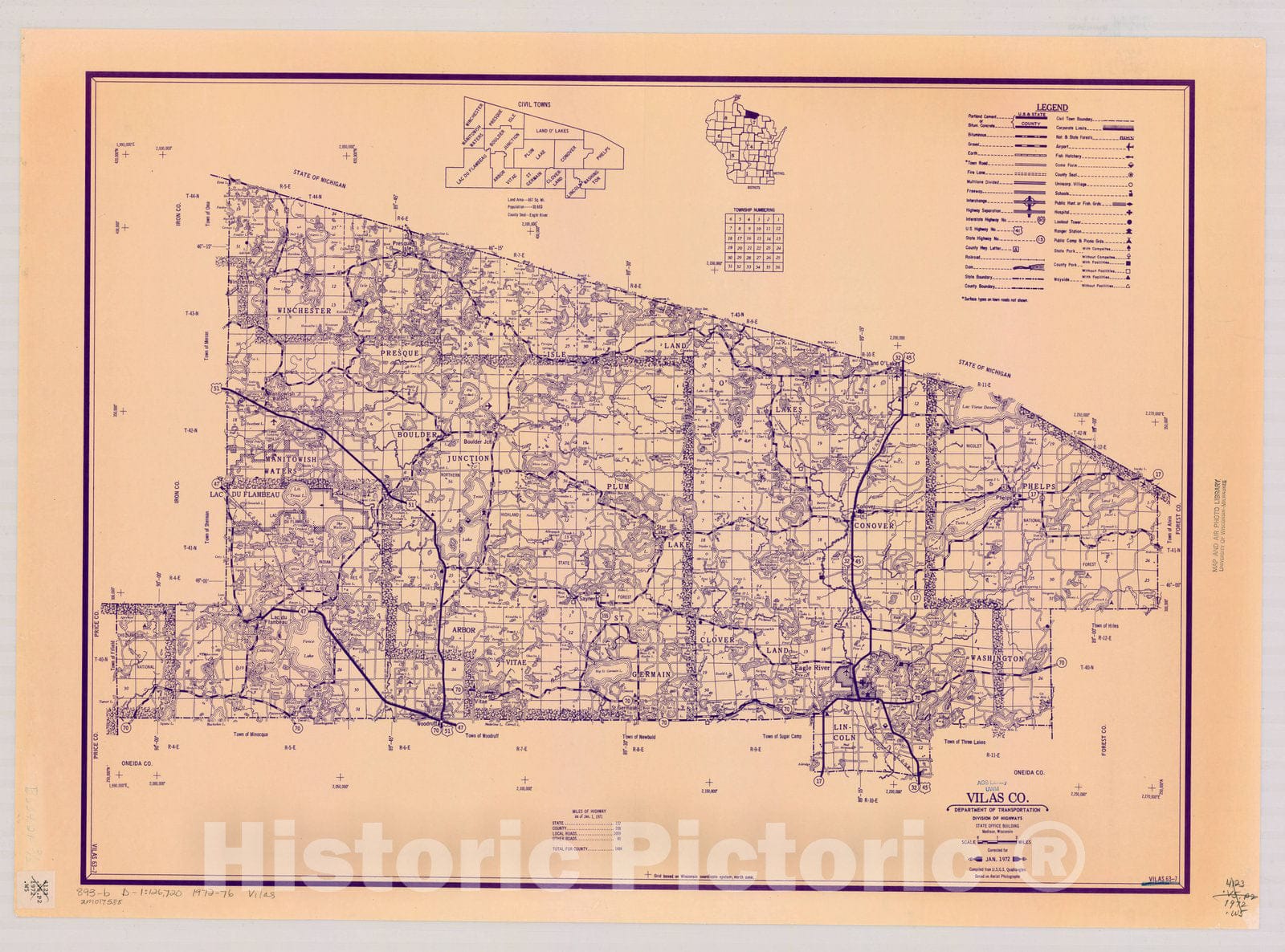 Map : Vilas County, Wisconsin 1972-1976, [Wisconsin county transportat ...