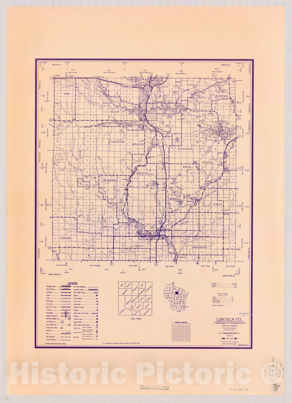 Map : Lincoln County, Wisconsin 1972-1976, [Wisconsin county transport ...