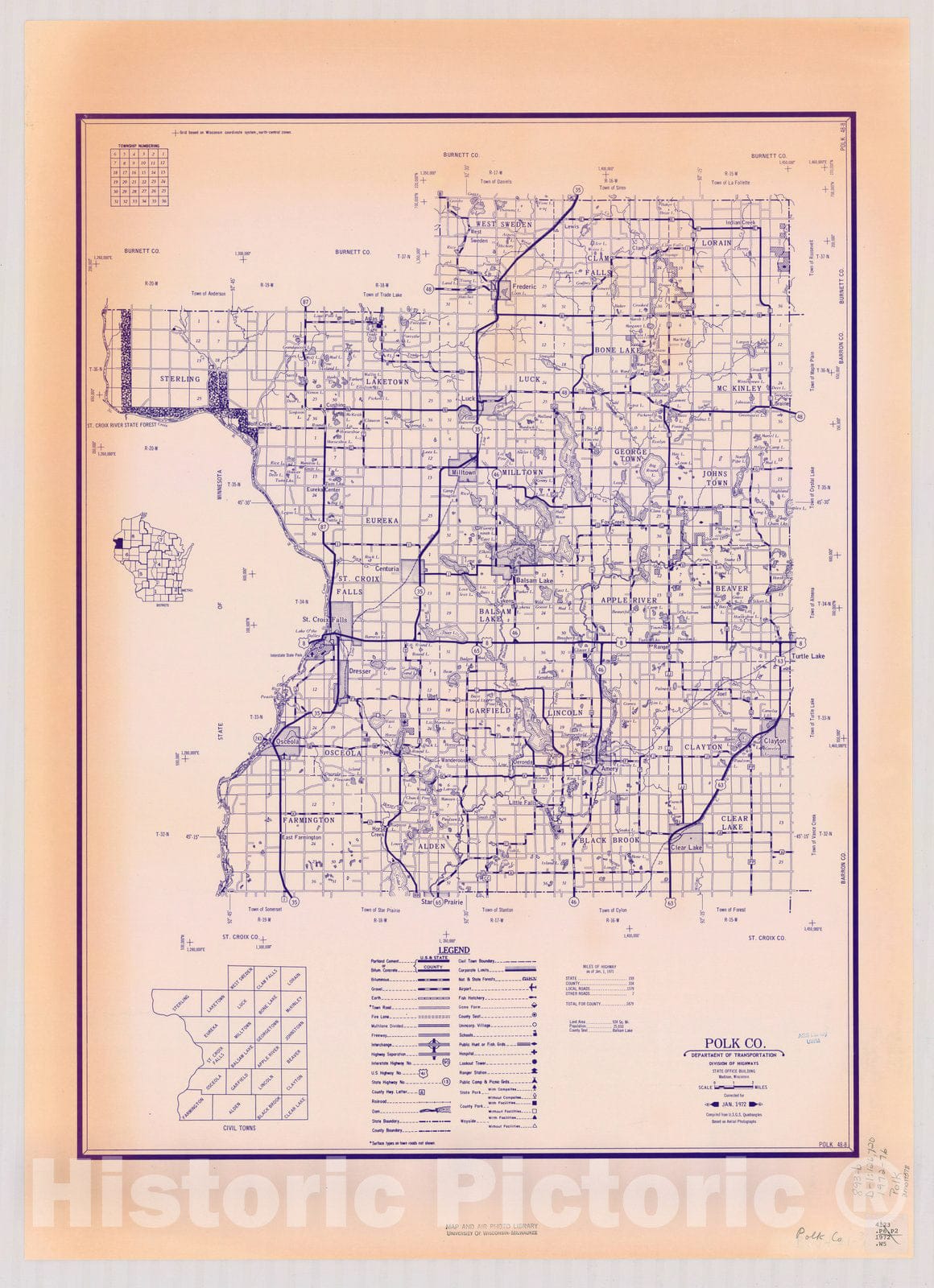 Map : Polk County, Wisconsin 1972-1976, [Wisconsin county transportati ...