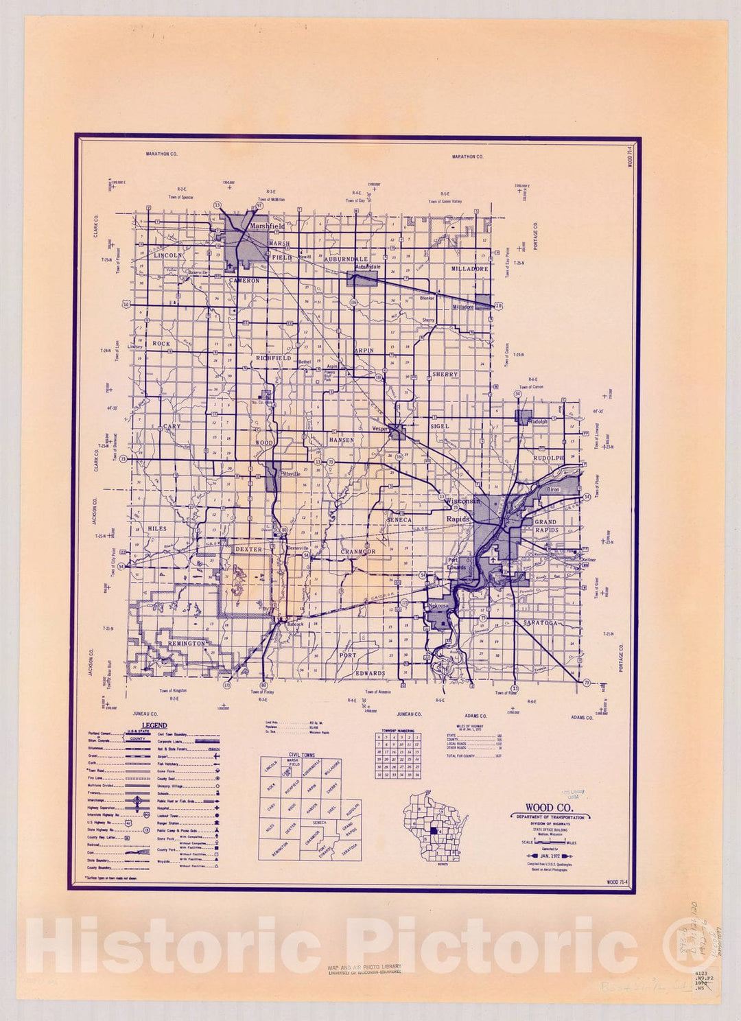 Map : Wood County, Wisconsin 1972-1976, [Wisconsin county transportati ...