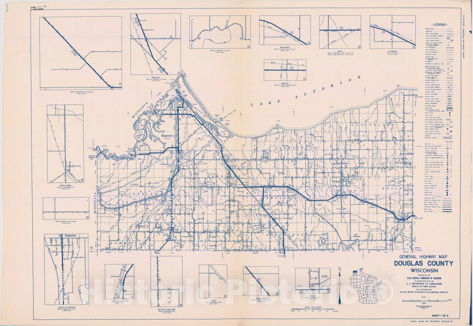 Map : Douglas County, Wisconsin 1937 2, General highway map ... County ...