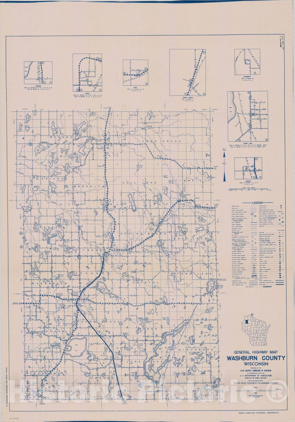 Map : Washburn County, Wisconsin 1937, General highway map ... County ...
