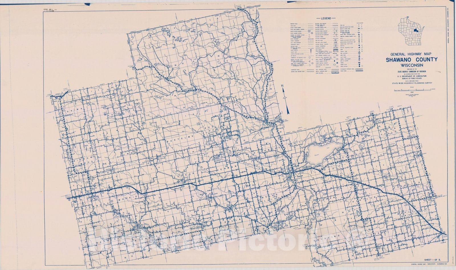 Map : Shawano County, Wisconsin 1937 2, General highway map ... County ...
