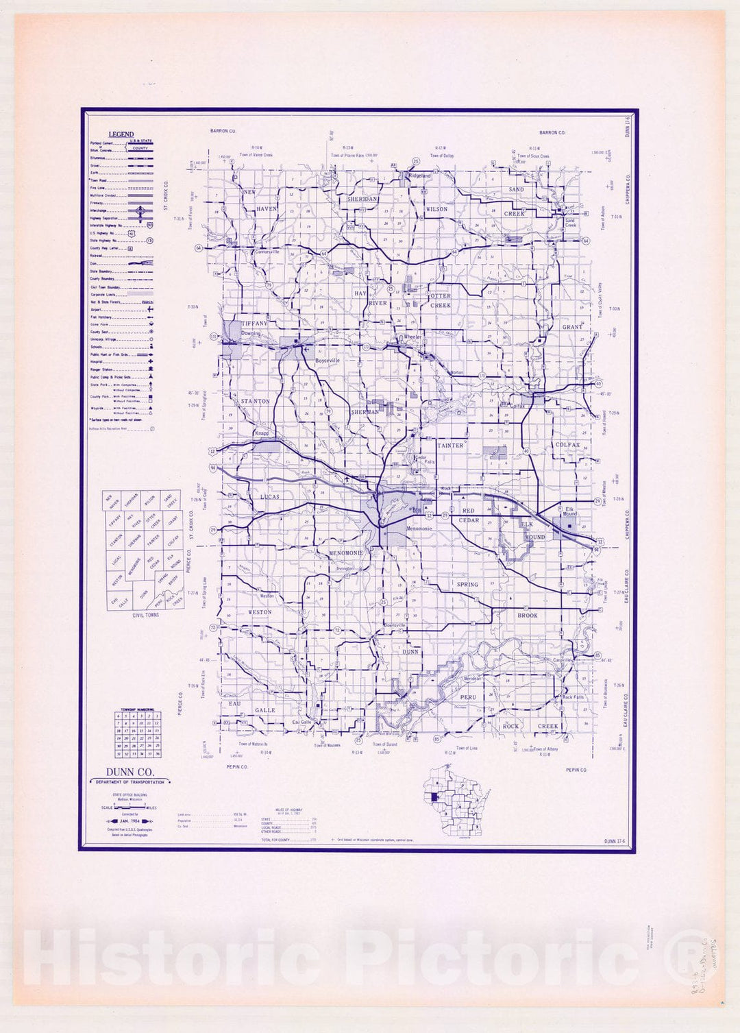Map : Dunn County, Wisconsin 1984 2, [Wisconsin county transportation ...
