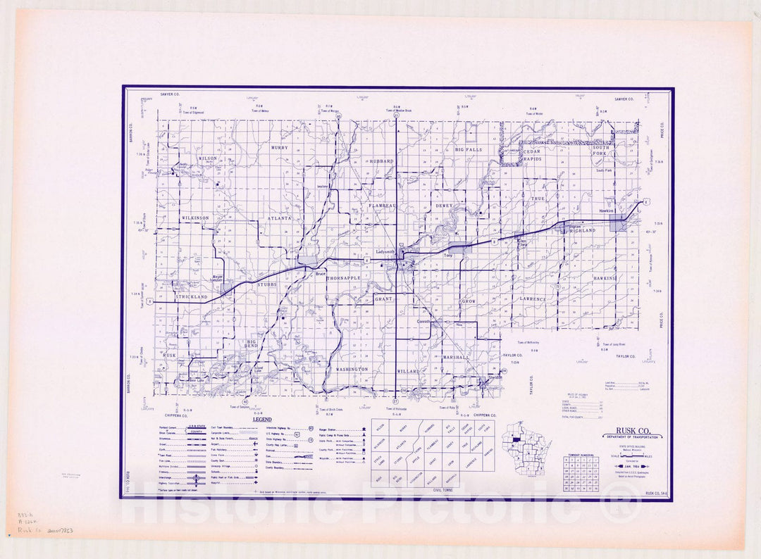 Map : Rusk County, Wisconsin 1984, [Wisconsin county transportation ma ...