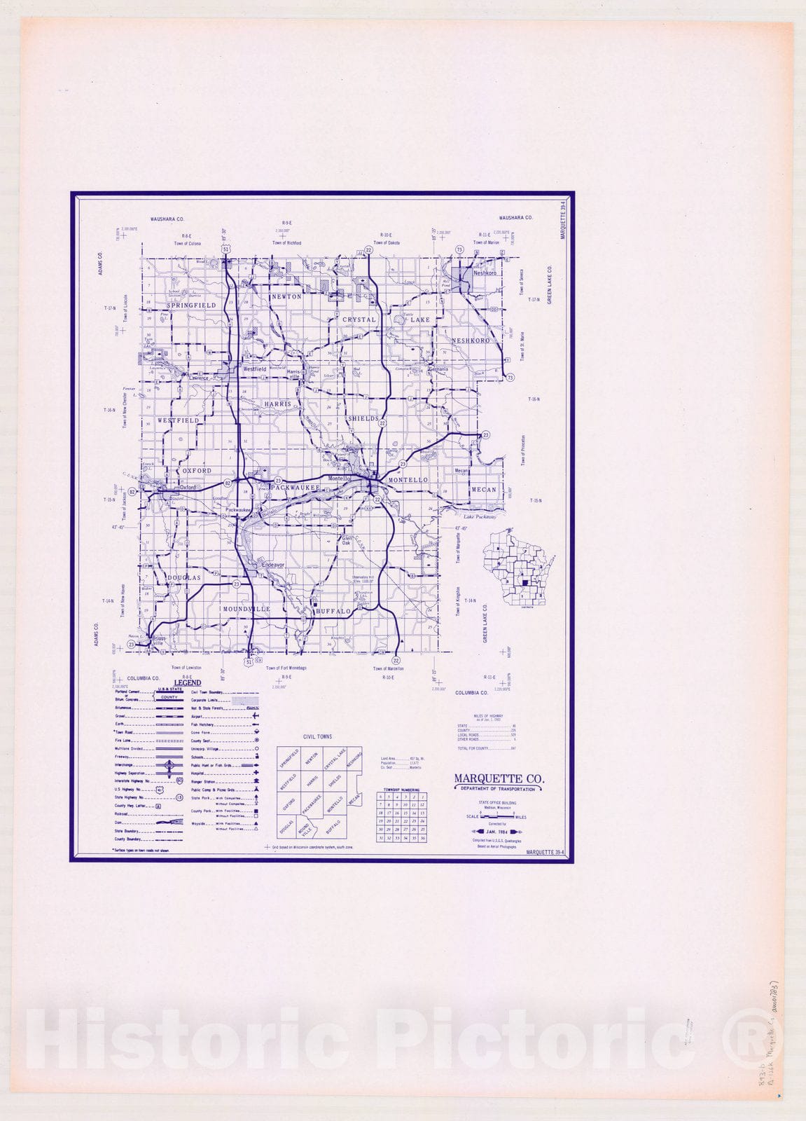 Map : Marquette County, Wisconsin 1984, [Wisconsin county transportati ...