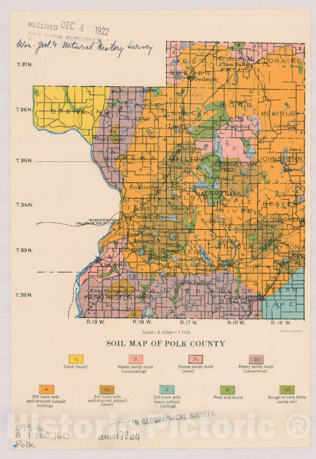 Map : Polk County, Wisconsin 1922, Soil map of Wisconsin , Antique Vin ...