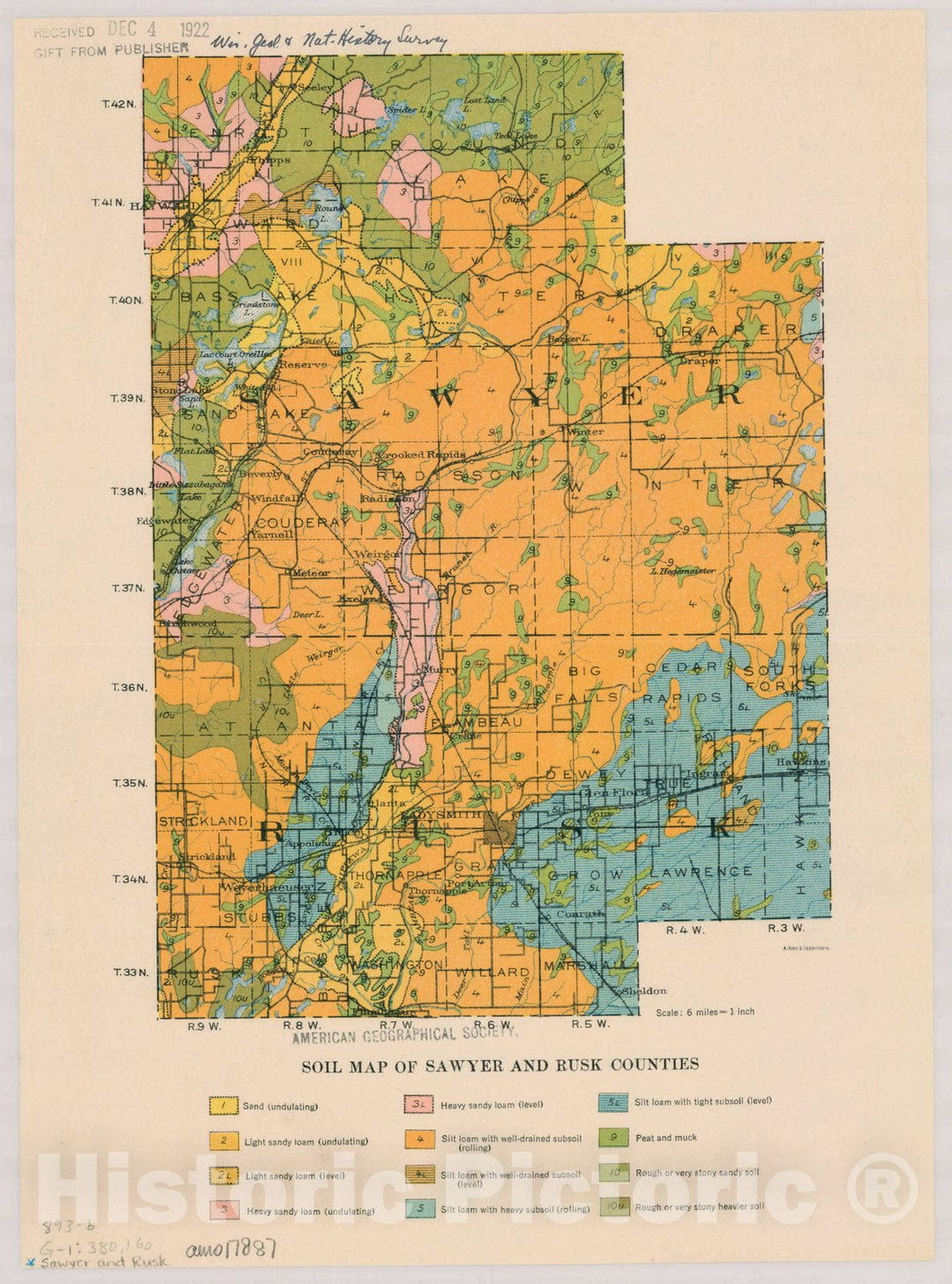 Map : Sawyer and Rusk Counties, Wisconsin 1922, Soil map of Wisconsin ...