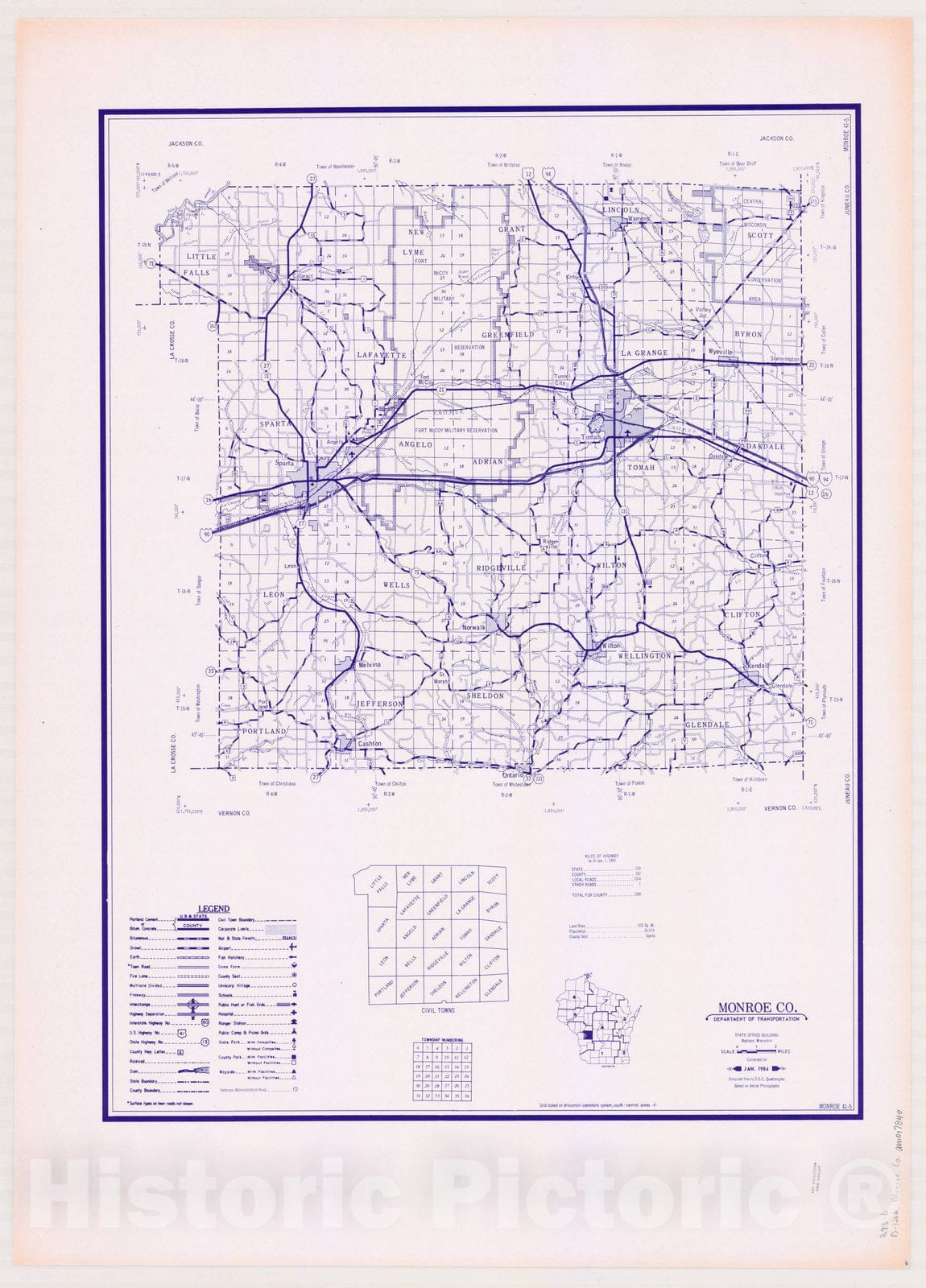 Map : Monroe County, Wisconsin 1984, [Wisconsin county transportation ...