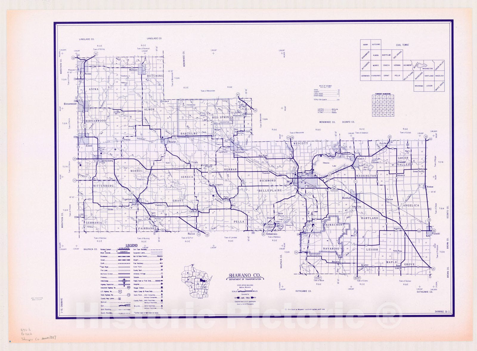 Map : Shawano County, Wisconsin 1984, [Wisconsin county transportation ...