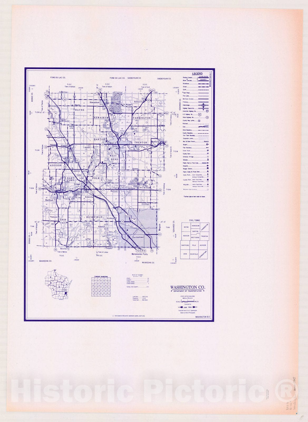 Map : Washington County, Wisconsin 1984, [Wisconsin county transportat ...