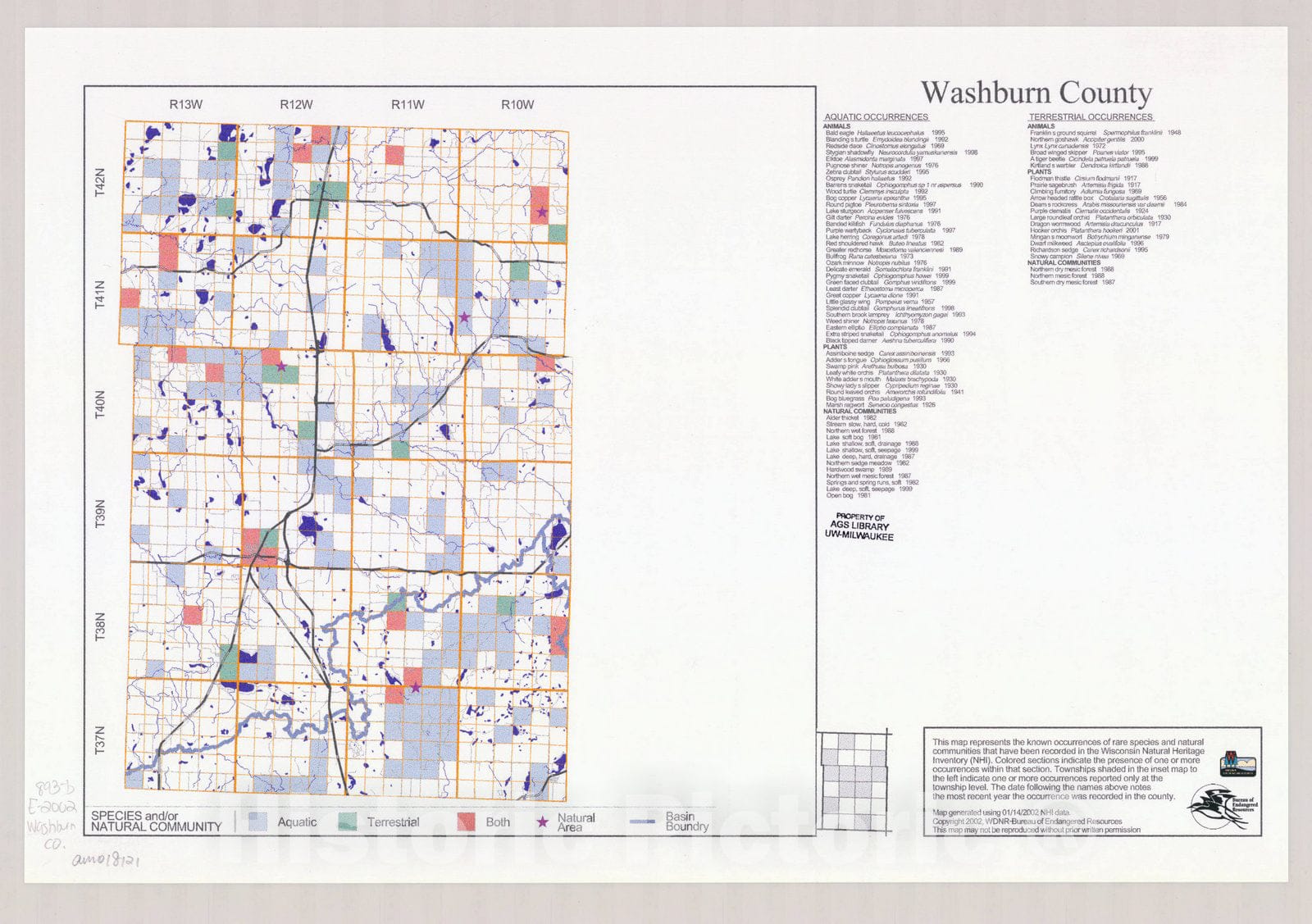 Map : Washburn County, Wisconsin 2002, Natural Heritage Inventory Wisc ...
