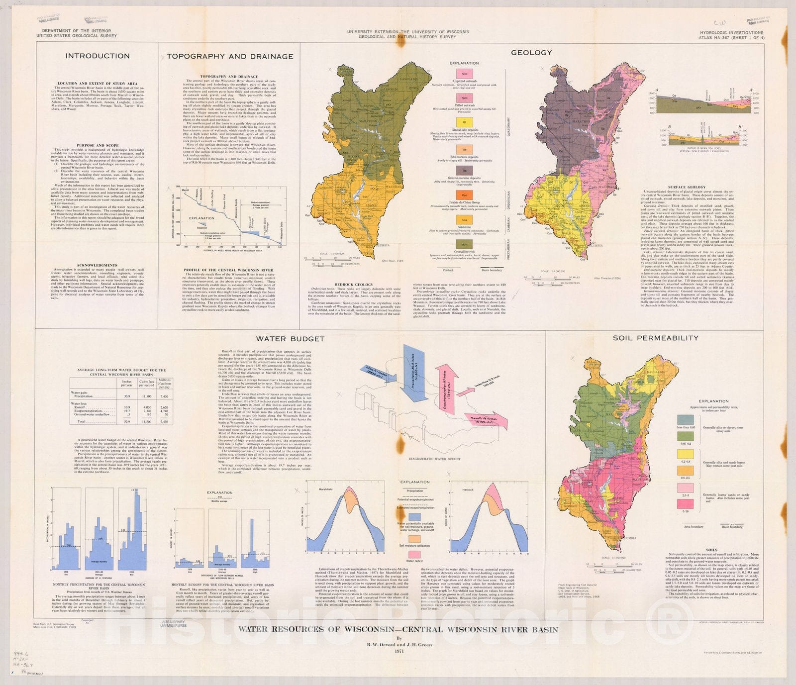 Map : Wisconsin 1971 1, Water resources of Wisconsin, central Wisconsi ...
