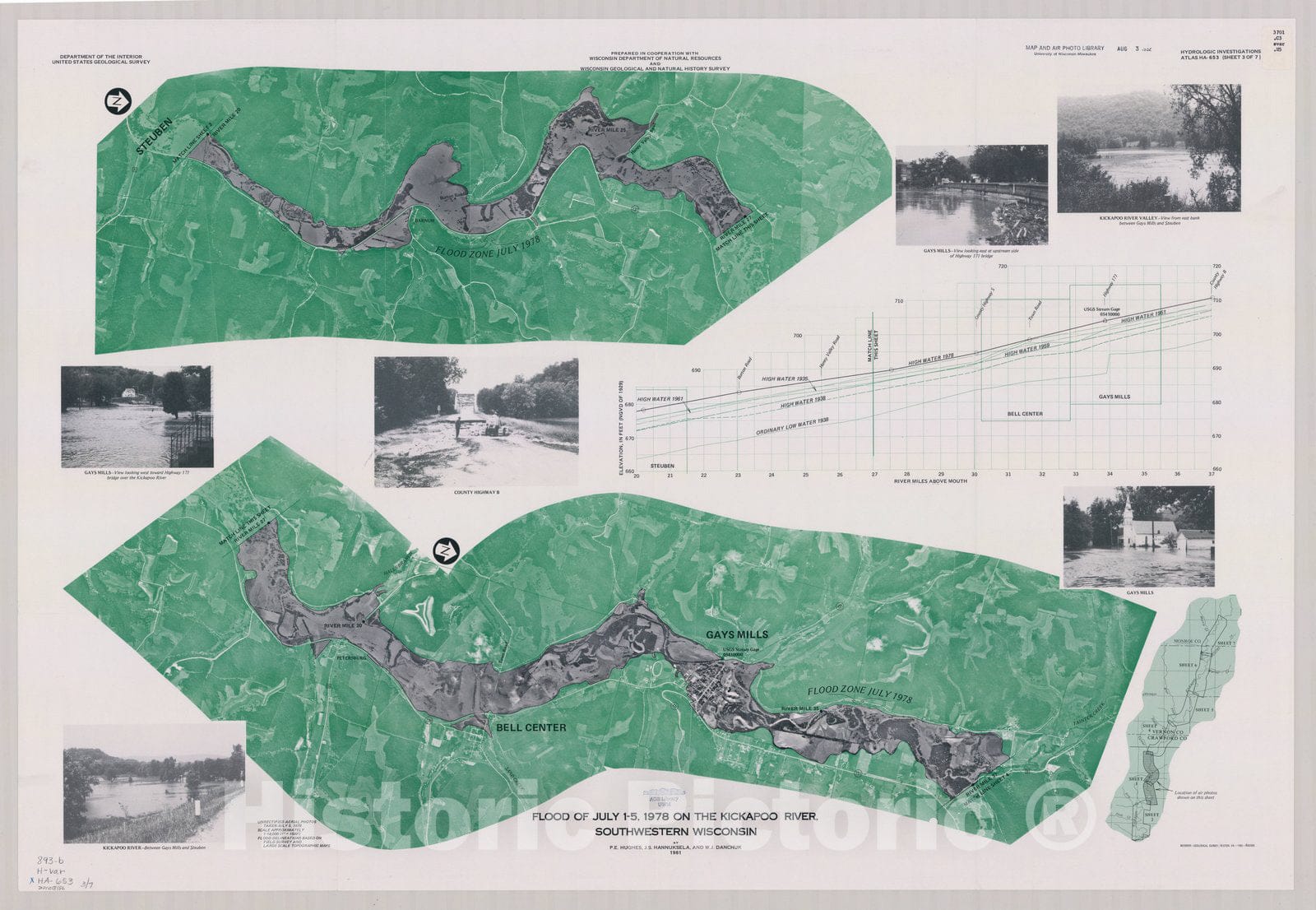 Map : Wisconsin 1981 3, Flood of July 1-5, 1978 on the Kickapoo River ...