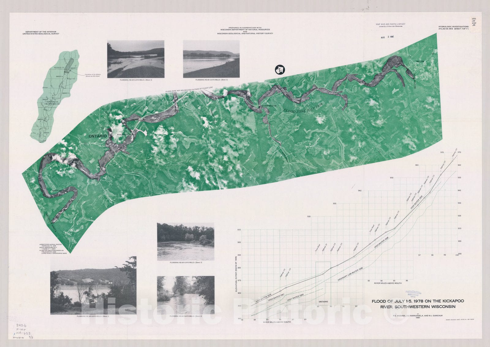 Map : Wisconsin 1981 7, Flood of July 1-5, 1978 on the Kickapoo River ...