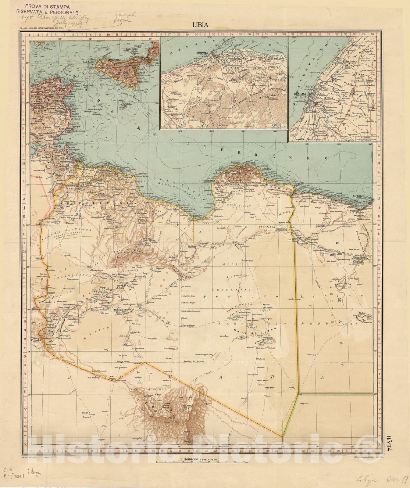 Map : Libya 1929, Antique Vintage Reproduction – Historic Pictoric