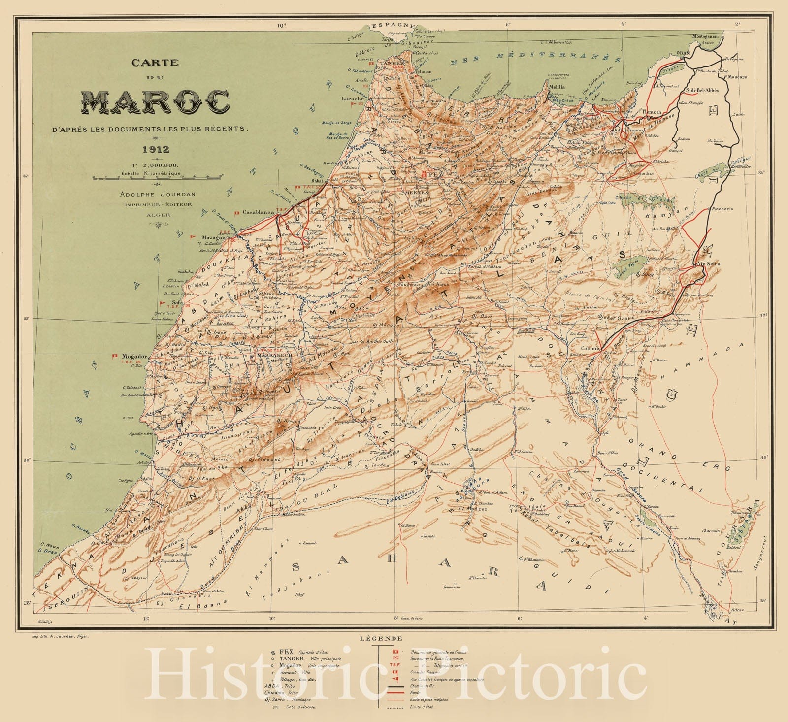 Map : Morocco 1912, Carte du Maroc d'apres les documents les plus rece ...