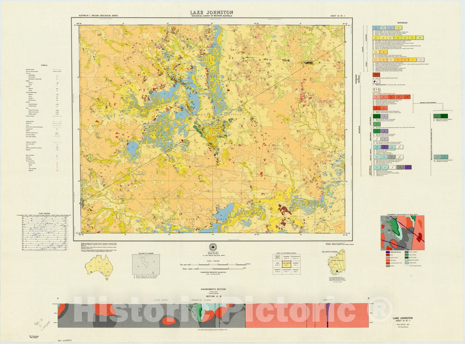 Map : Lake Johnston, Australia 1974, Australia 1:250,000 geological se ...