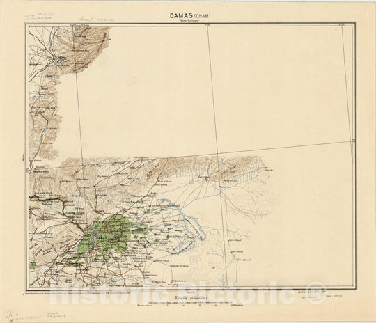 Map : Damas (Cham), Syria 1925, Syria 1:200,000, Antique Vintage Repro ...