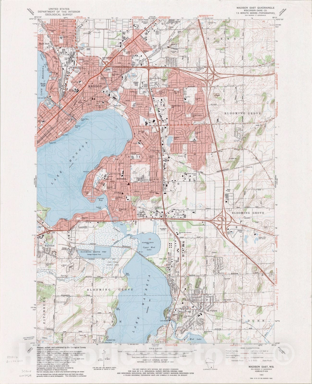 Map : Madison, Wisconsin 1983, Madison east quadrangle, Wisconsin Dane ...