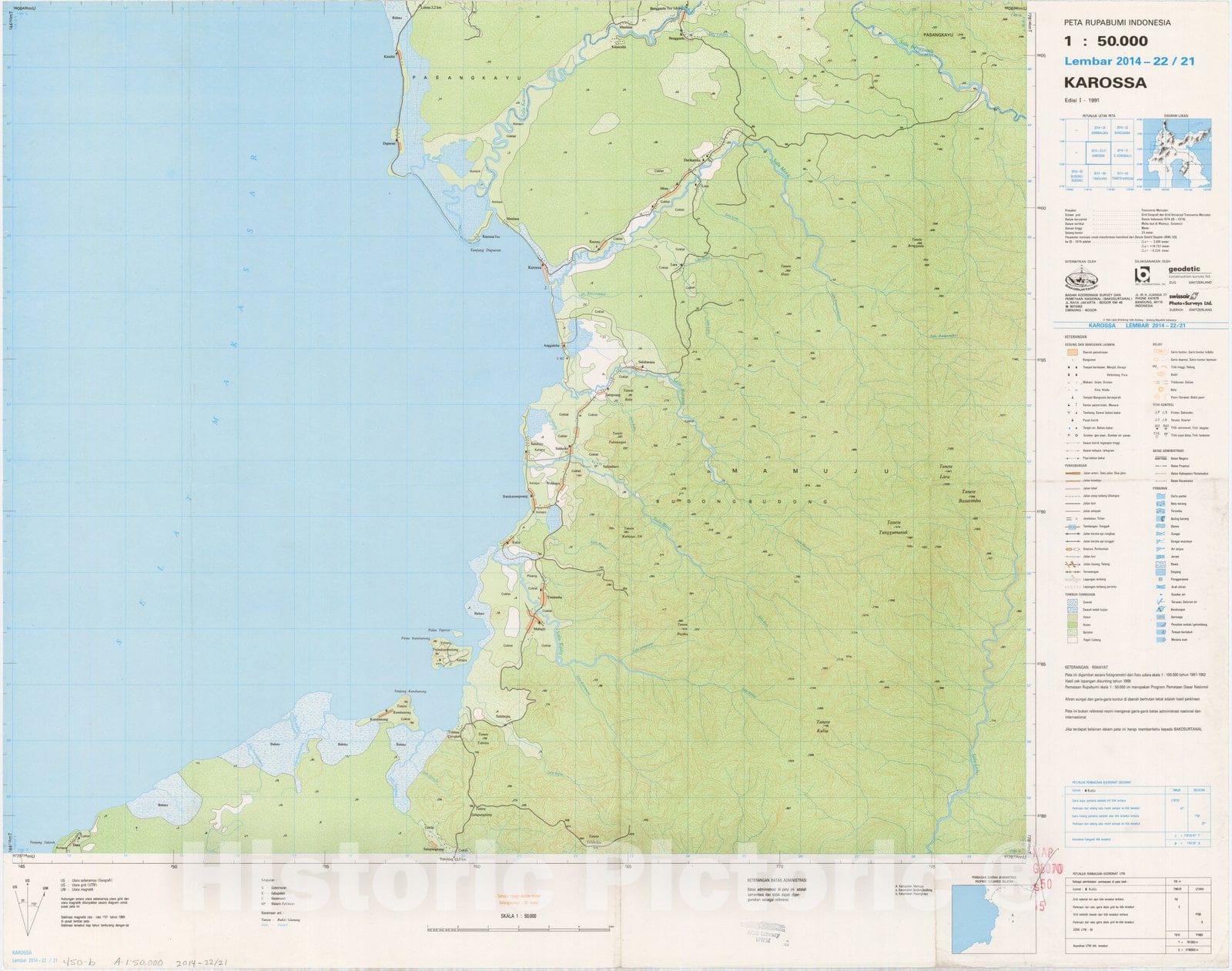 Map : Karossa, Indonesia 1991, Peta rupabumi Indonesia, 1:50,000 , Ant ...