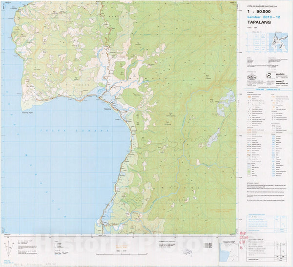 Map : Tapalang, Indonesia 1991, Peta rupabumi Indonesia, 1:50,000 , An ...