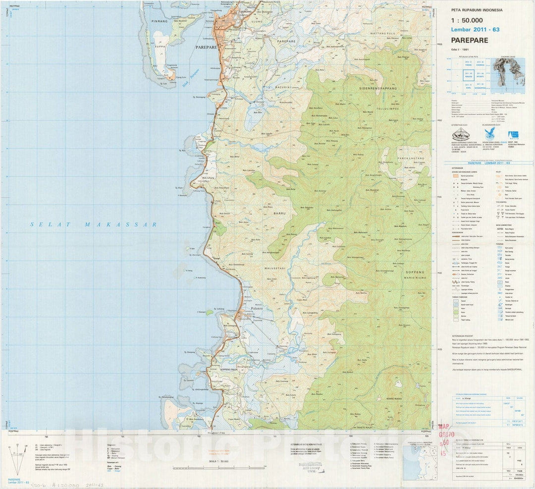 Map : Parepare, Indonesia 1991, Peta rupabumi Indonesia, 1:50,000 , An ...