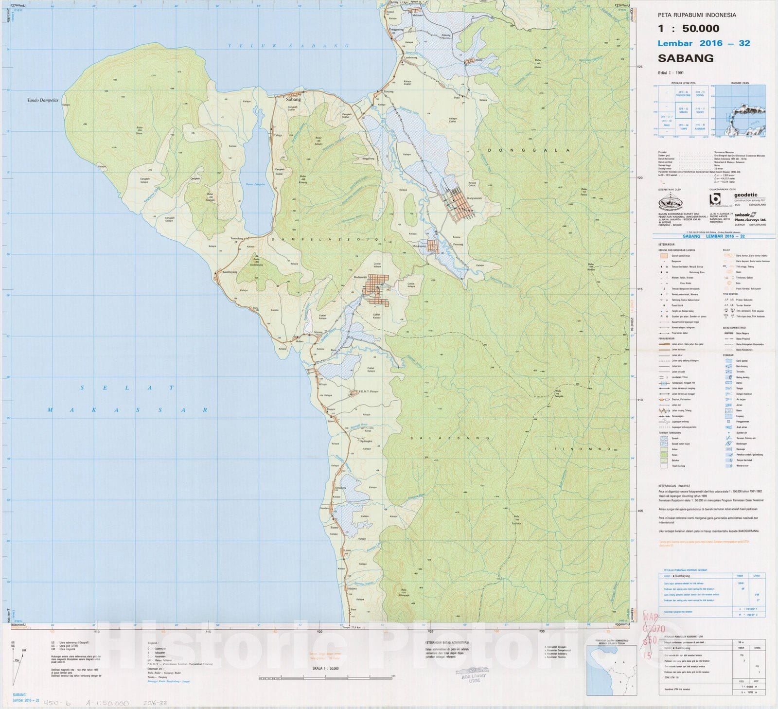 Map : Sabang, Indonesia 1991, Peta rupabumi Indonesia, 1:50,000 , Anti ...