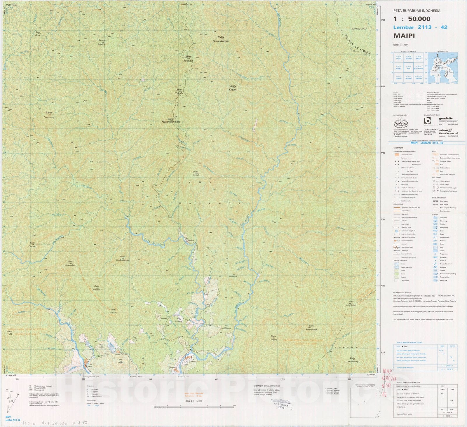 Map : Maipi, Indonesia 1991, Peta rupabumi Indonesia, 1:50,000 , Antiq ...