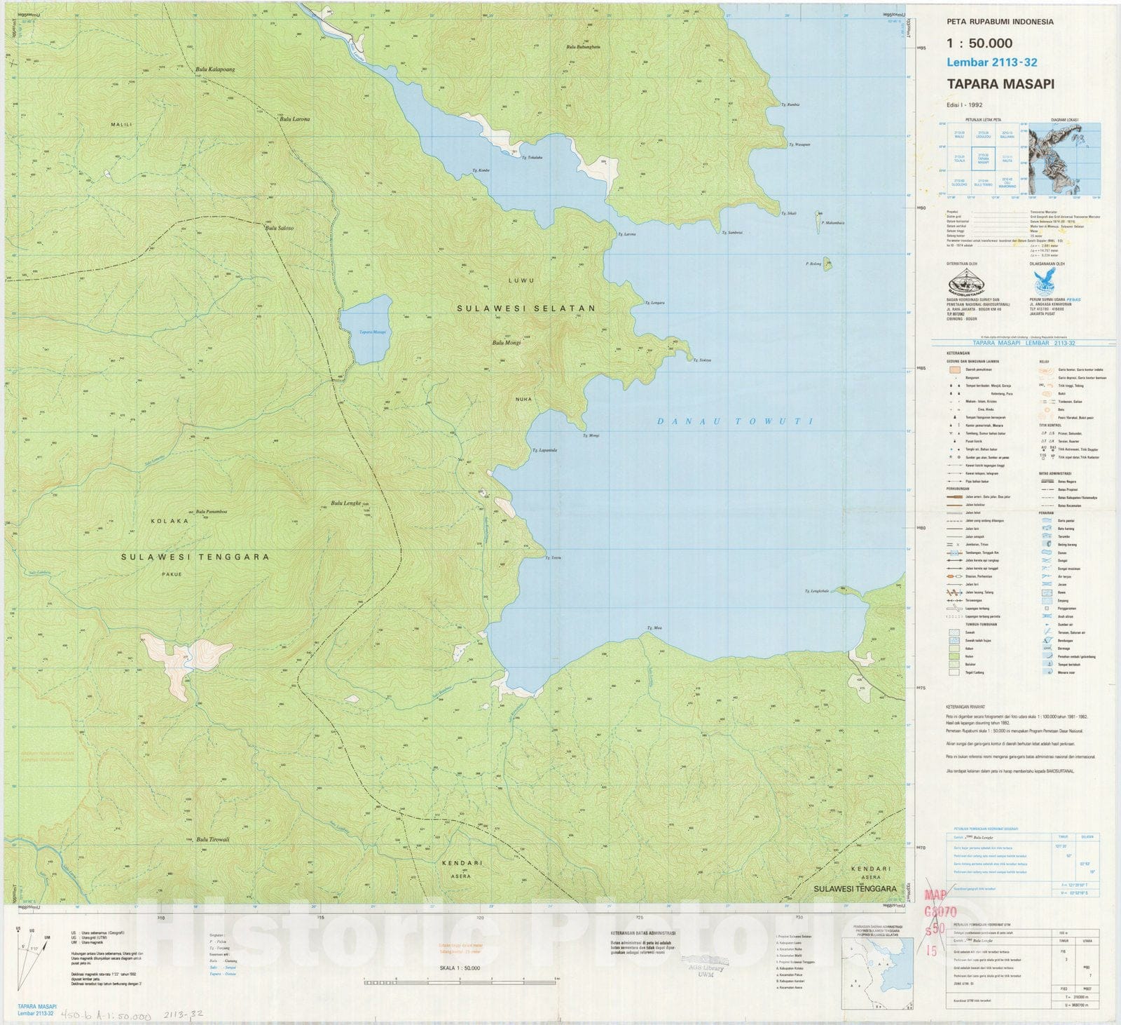 Map : Tapara Masapi, Indonesia 1991, Peta rupabumi Indonesia, 1:50,000 ...