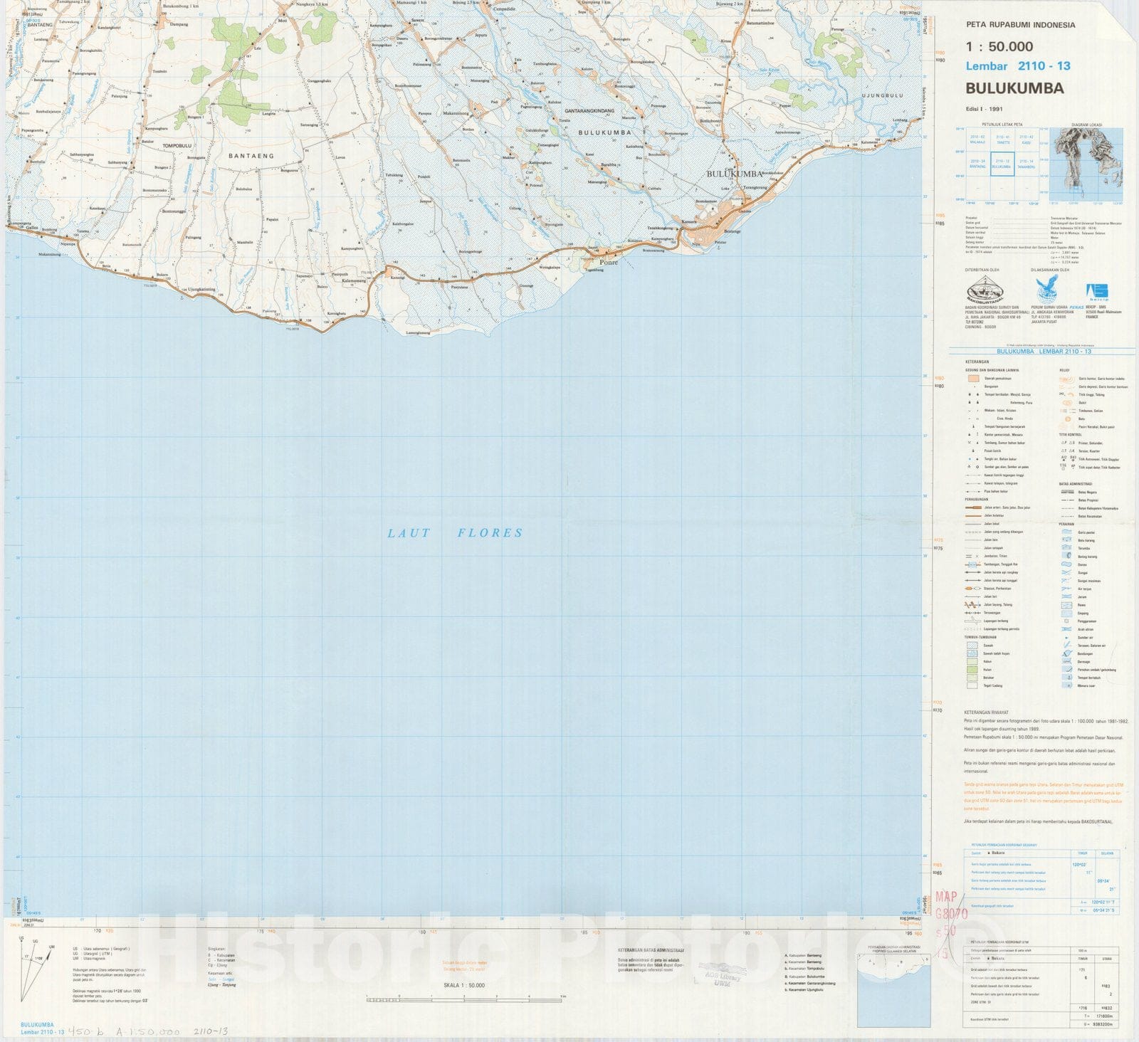 Map : Bulukumba, Indonesia 1991, Peta rupabumi Indonesia, 1:50,000 , A ...
