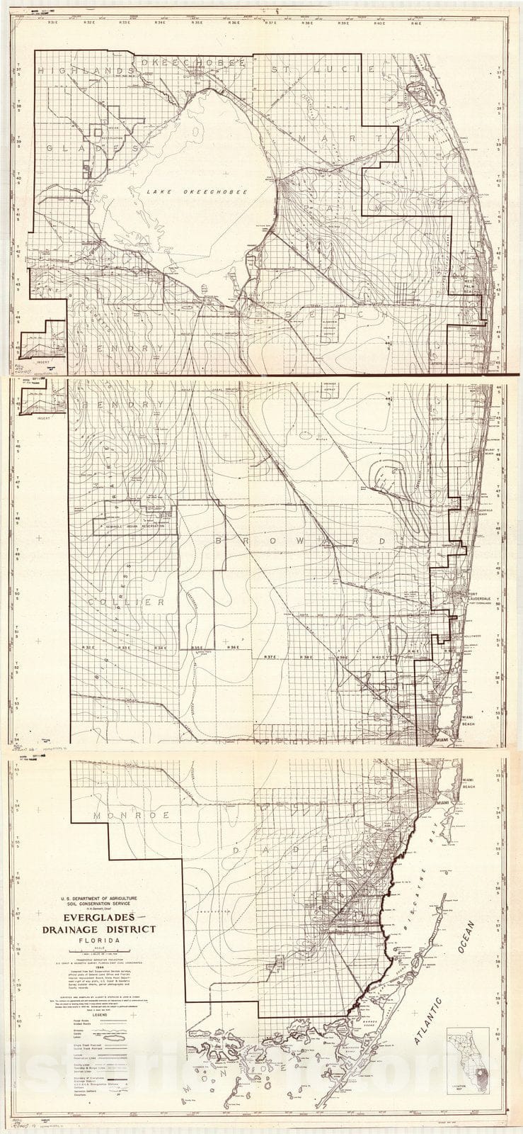 Map : Everglades, Florida 1945 1, Everglades Drainage District, Florid ...