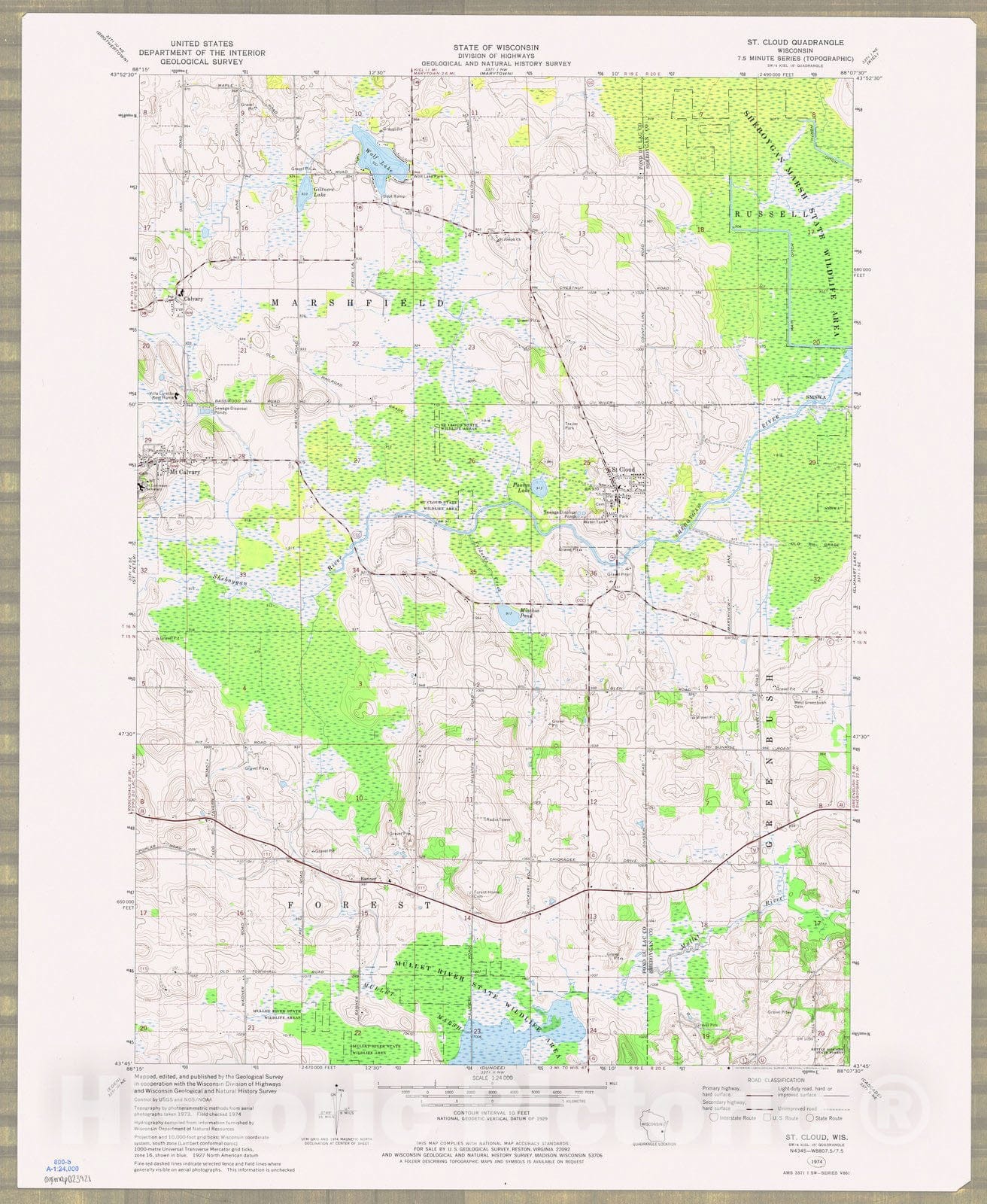 Map : St Cloud, Wisconsin 1974, St. Cloud quadrangle, Wisconsin 7.5 mi ...