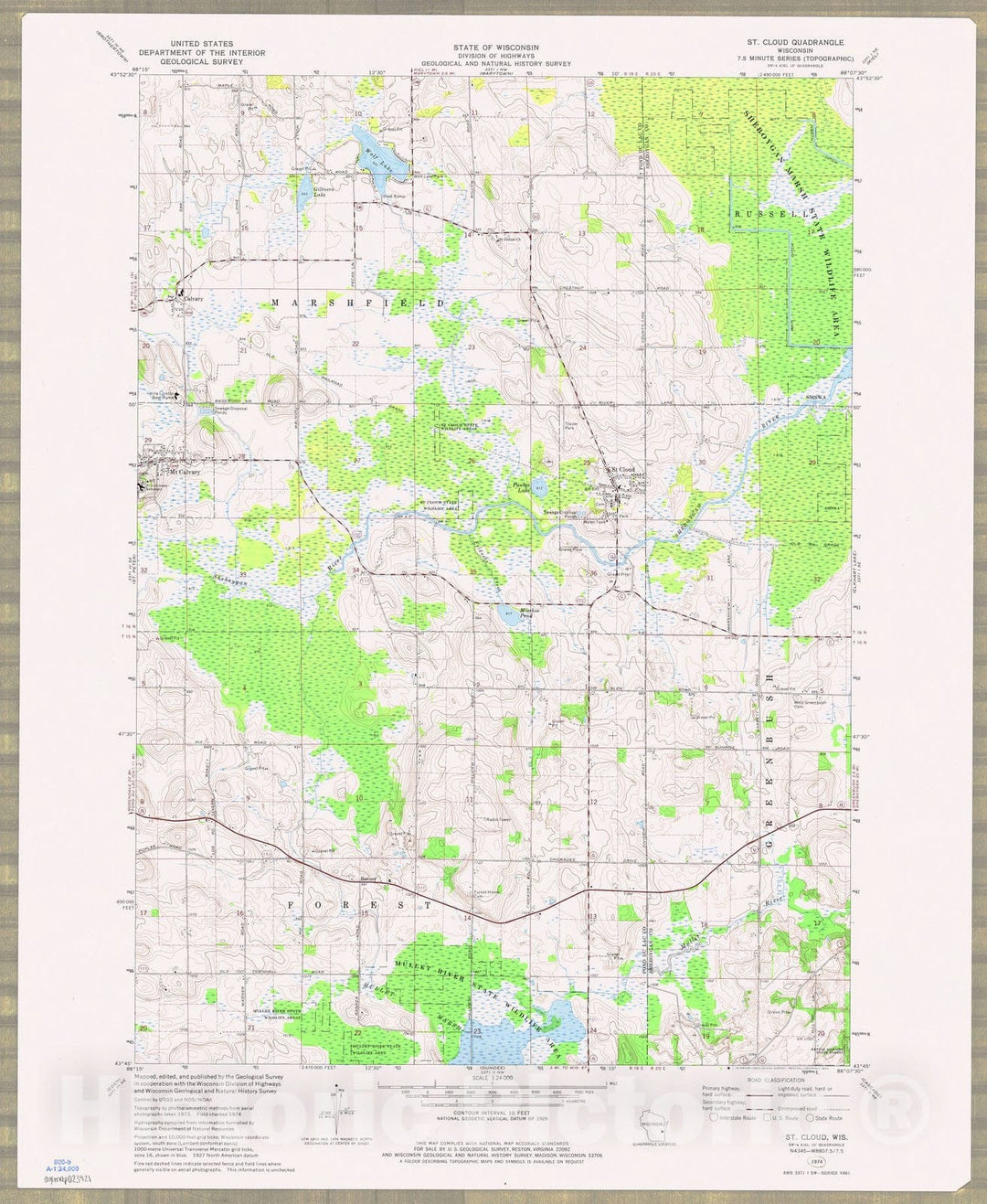 Map : St Cloud, Wisconsin 1974, St. Cloud quadrangle, Wisconsin 7.5 mi ...