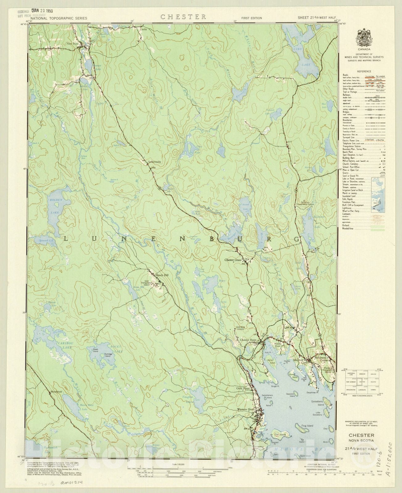 Map : Chester, Nova Scotia 1952 1, National topographic series, Cheste ...