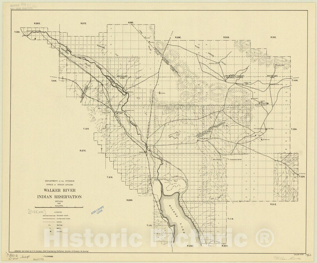 Map : Walker River Indian Reservation, Nevada 1943, Walker River India ...