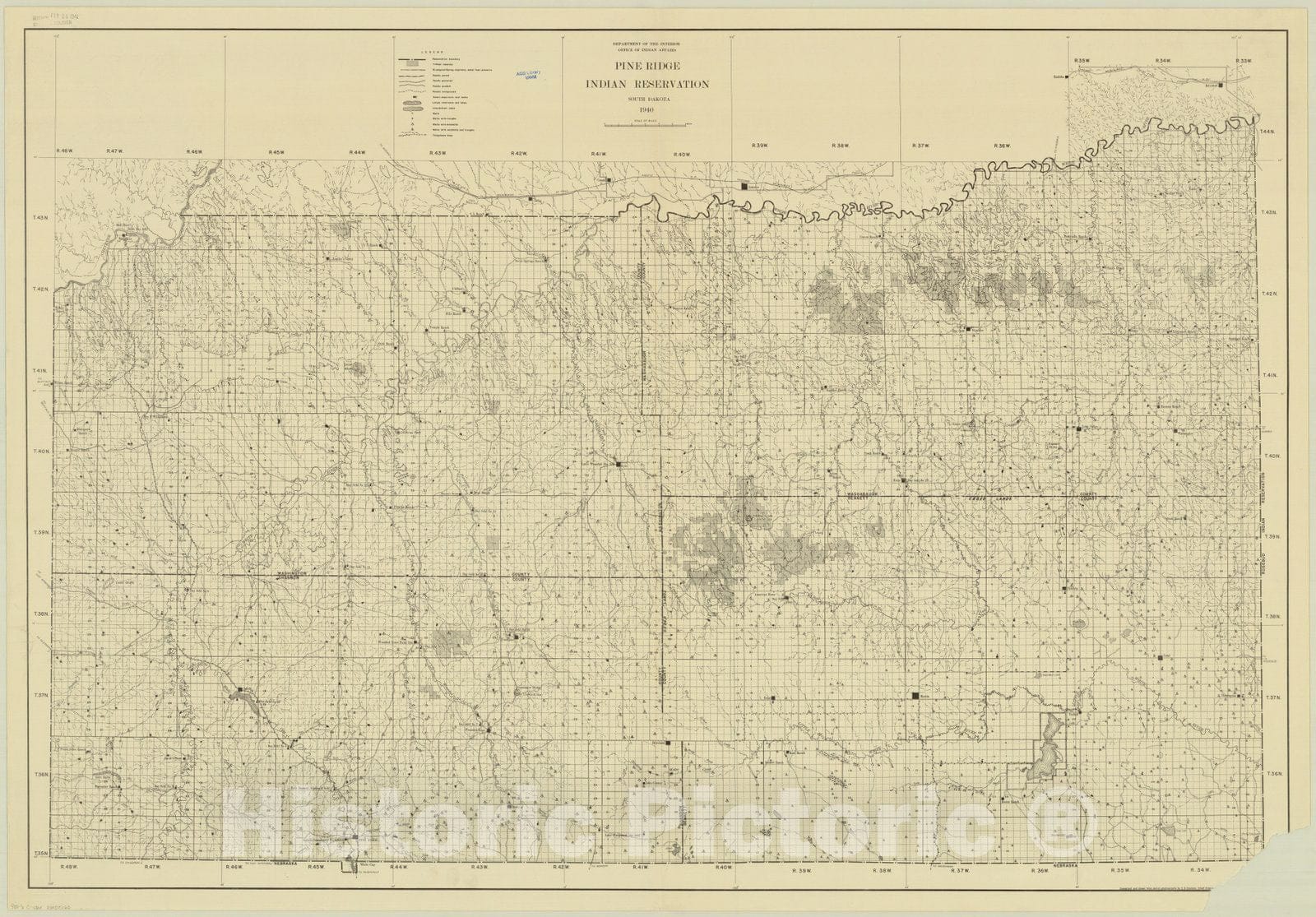 Map : Pine Ridge Indian Reservation, South Dakota 1940, Pine Ridge Ind ...