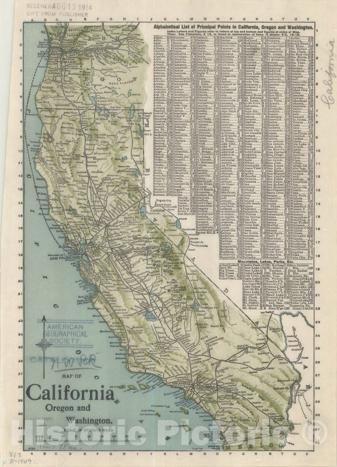 Map : California, Oregon, Washington 1909, Map of California, Oregon a ...